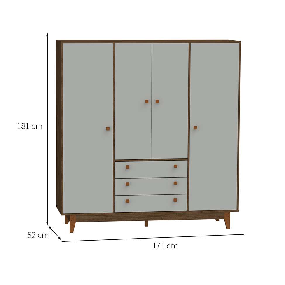 Guarda Roupa Casal Vintage 4 Portas 3 Gavetas Conhaque E Off White ...