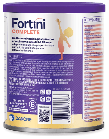 Suplemento Infantil Em Pó Danone- Fortini Complete Baunilha - 400gr ...