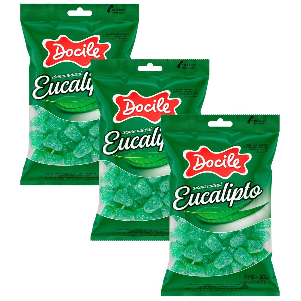 Kit 3 Bala De Goma Docile Eucalipto 90g - Carrefour