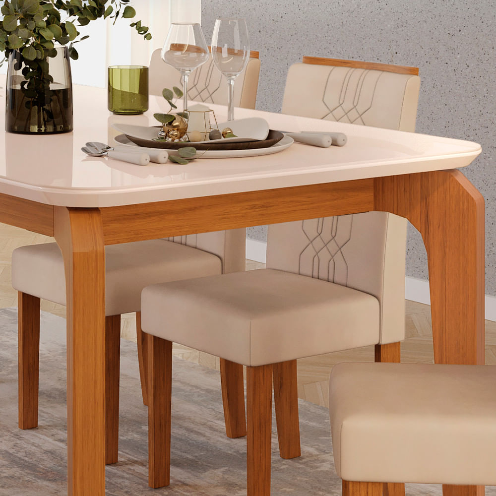 Sala De Jantar Dj Móveis Mesa Rouge 1.7 Com 6 Cadeiras Zoe - Carrefour