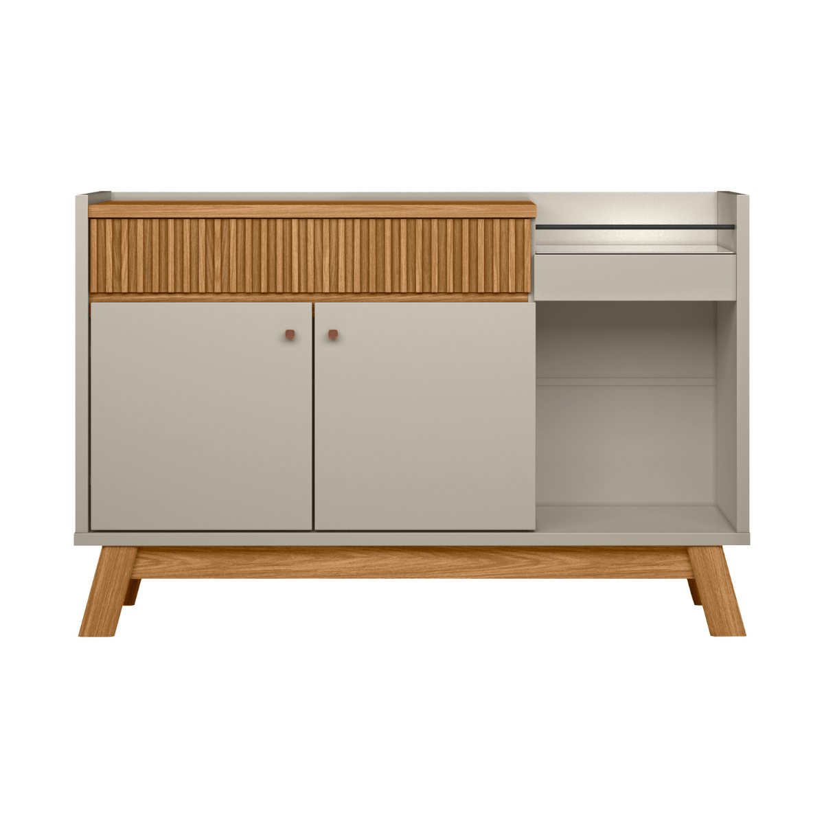 Buffet Aparador Com Gaveta Ripada Chicago Nature Off-white - Carrefour