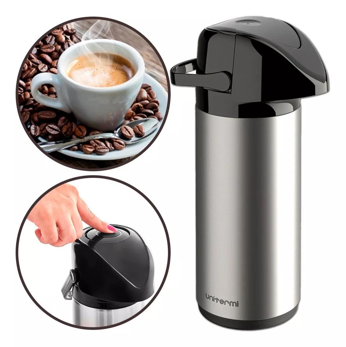 Garrafa Térmica Inox De Vidro Pressão Para Café Chá 1 Litro - Carrefour