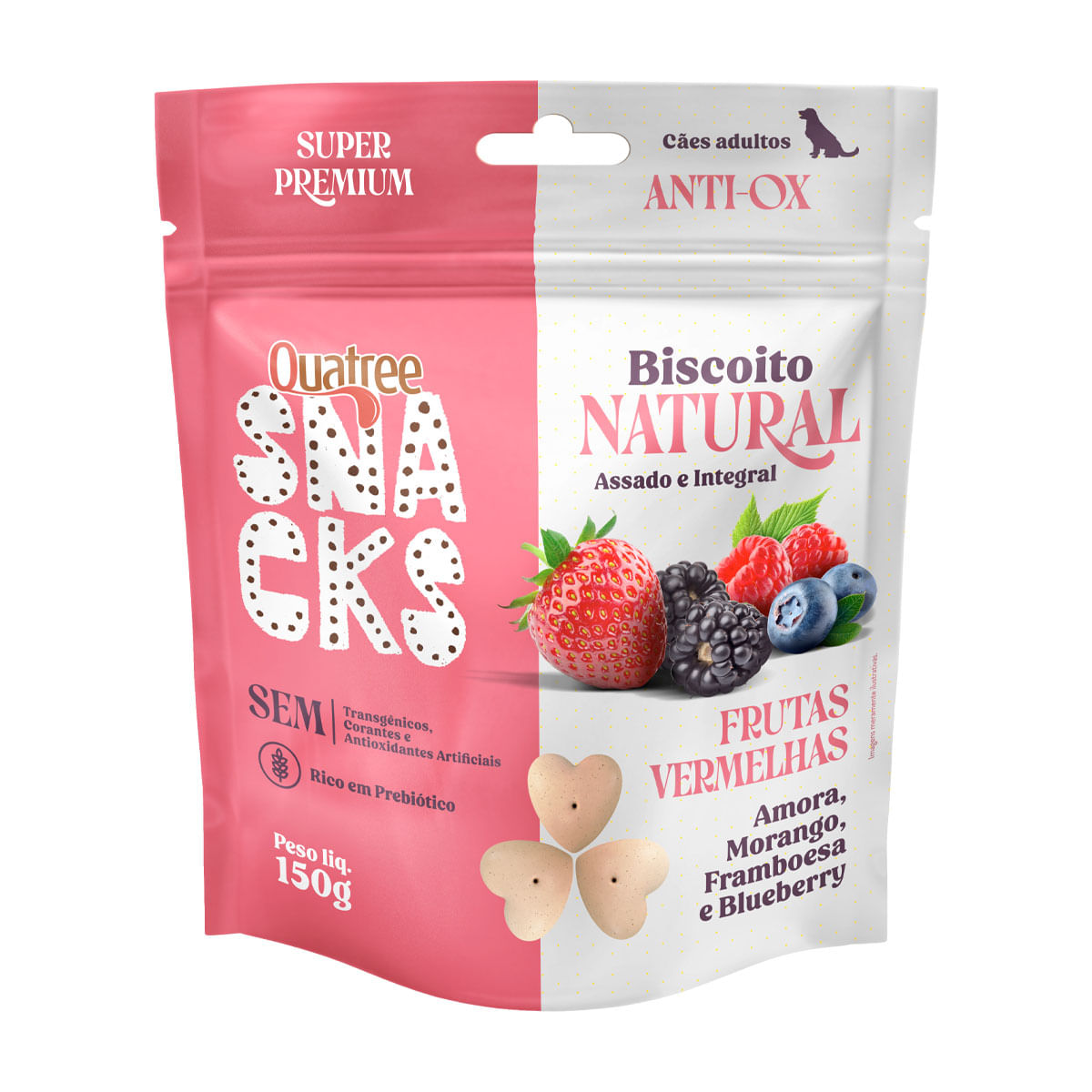 Quatree Snacks Biscoito Natural Frutas Vermelhas 150g - Carrefour