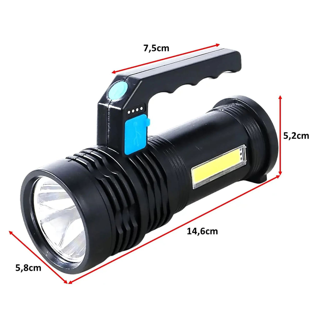 Lanterna Led Portátil Recarregável Função Strob 300 Lumens 10w Luatek ...