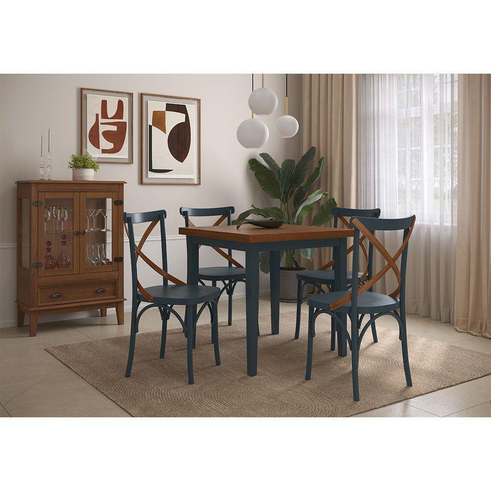 Mesa Colors Em Madeira Maciça Quadrada 4 Lugares - 80 X 80cm Azul ...