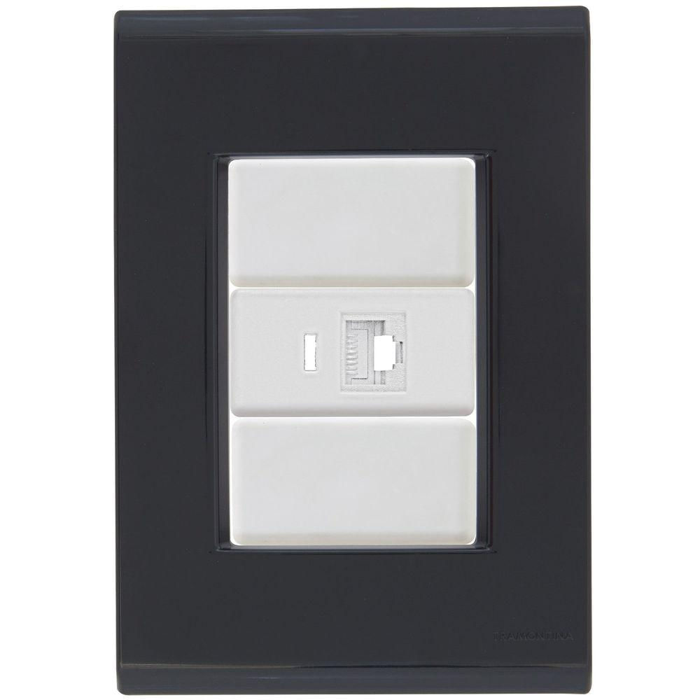 Cj Tomada Rj45 Rj 45 Ethernet Liz Grafite Tramontina Completo Pronto ...