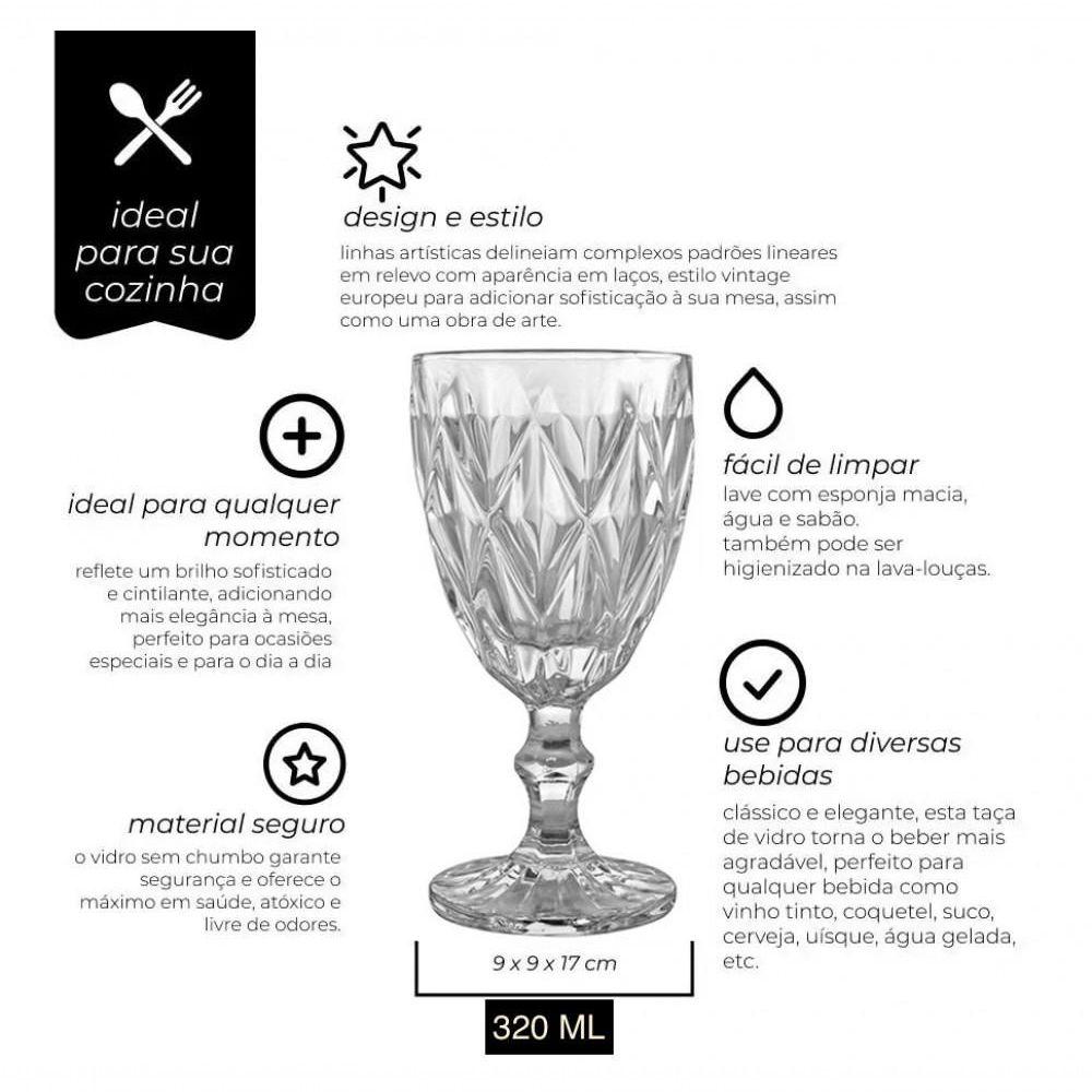 Jogo De 12 Taças Para Agua Clear Vitral Verre - Mimo Style - Carrefour