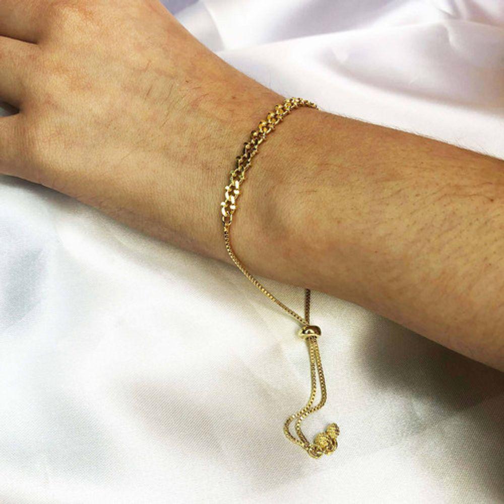 Pulseira Com Fecho Regulável E Corrente Trabalhada - Carrefour