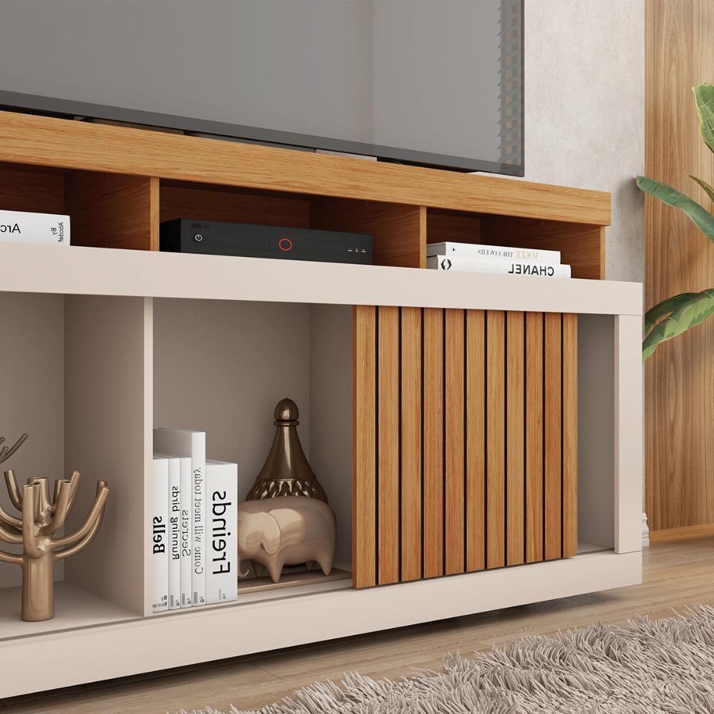 Rack Para Tvs 55 Polegadas Fresado Léon Freijó Off White - Carrefour