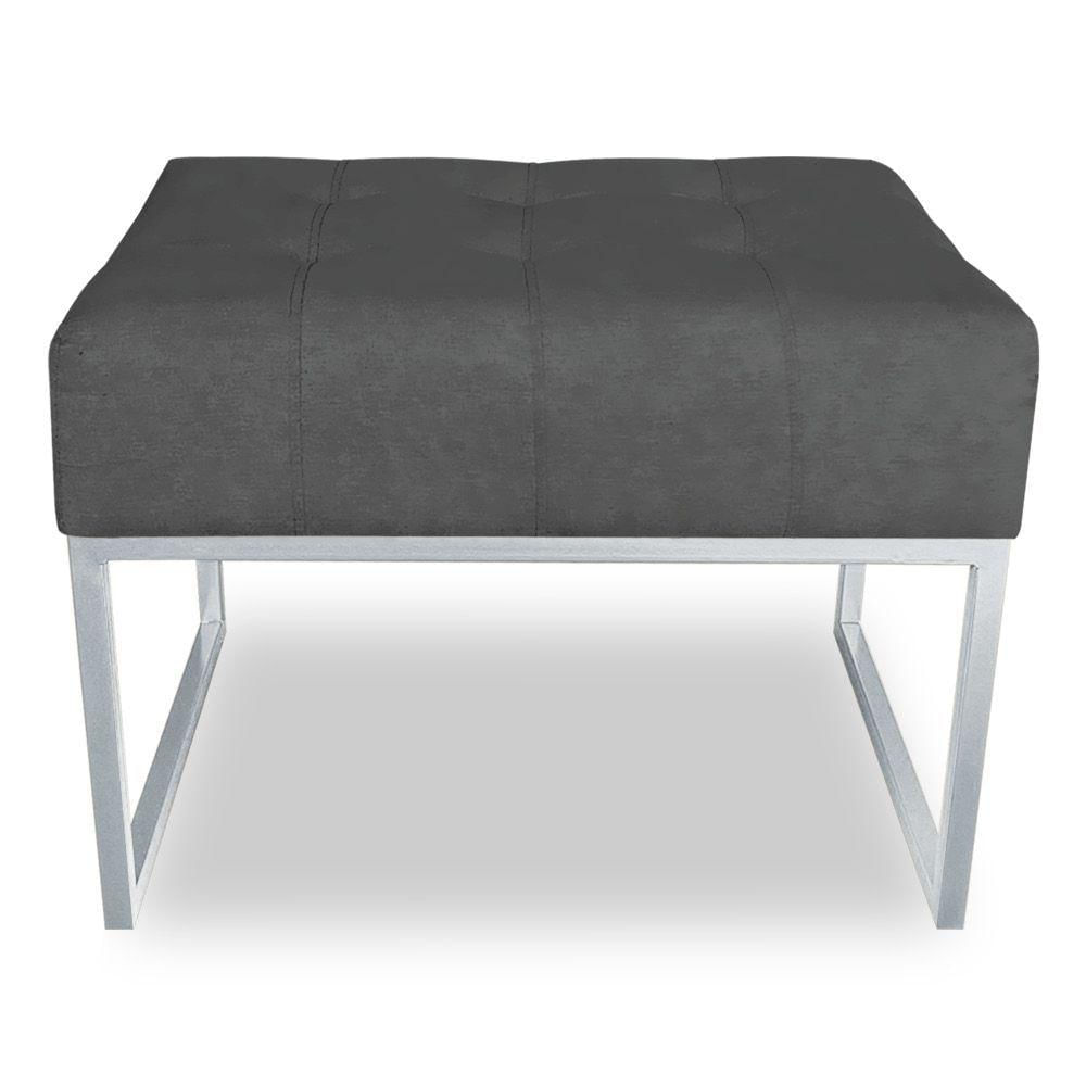 Puff Lisa Suede Grafite Base Metálica Industrial Prata - Carrefour