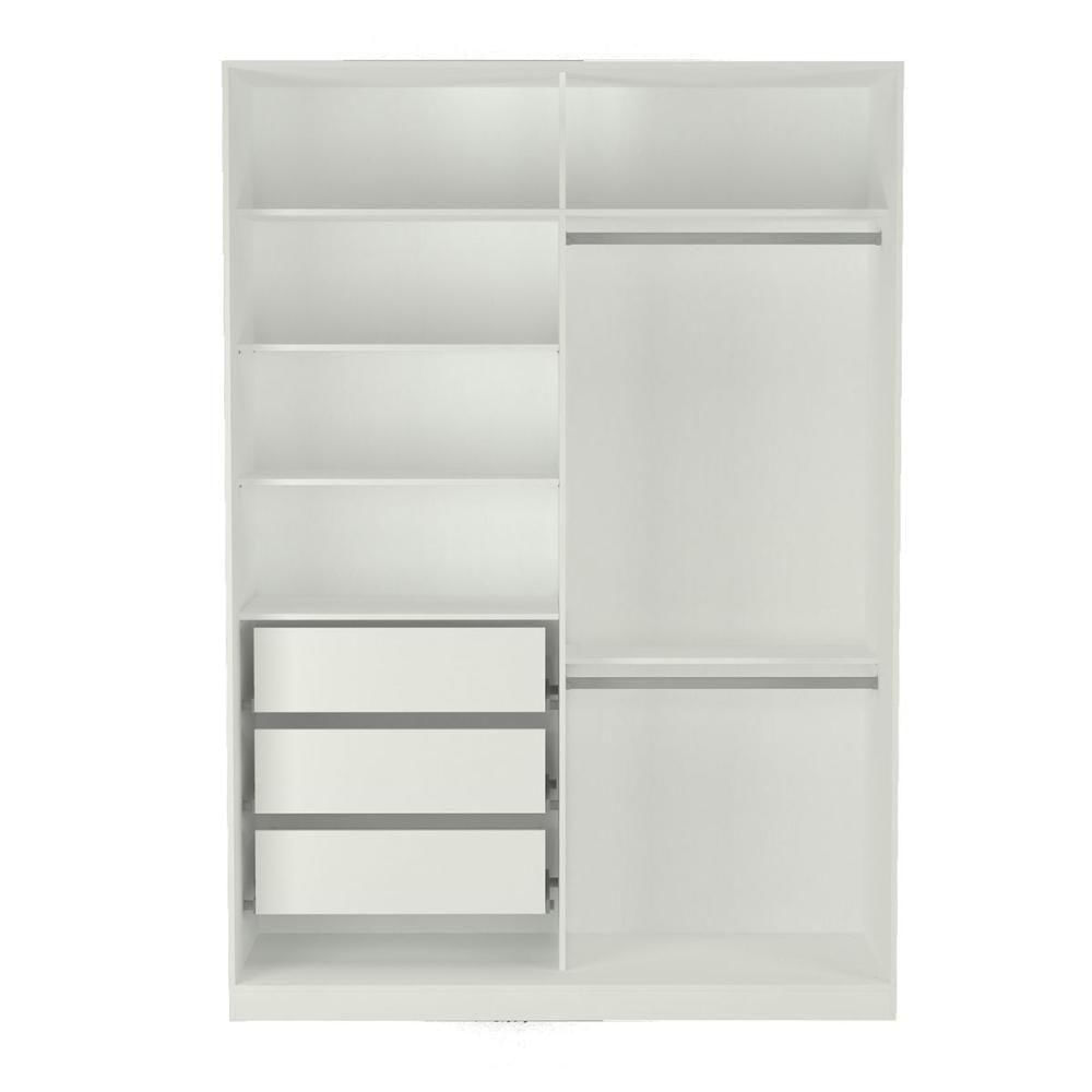Guarda Roupa Solteiro 1,47m Com Espelho 2 Portas 100% Mdf Branco Com ...