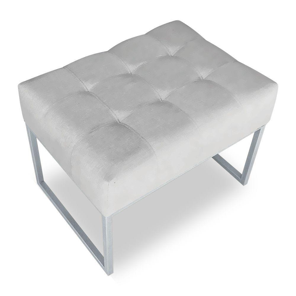 Puff Lisa Suede Base Metálica Industrial Prata Cinza - Carrefour