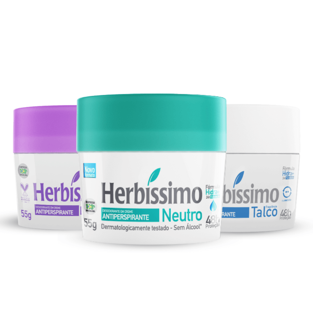 Kit Desodorante Creme Antitranspirante Herbissimo 55g Lavanda, Neutro E ...