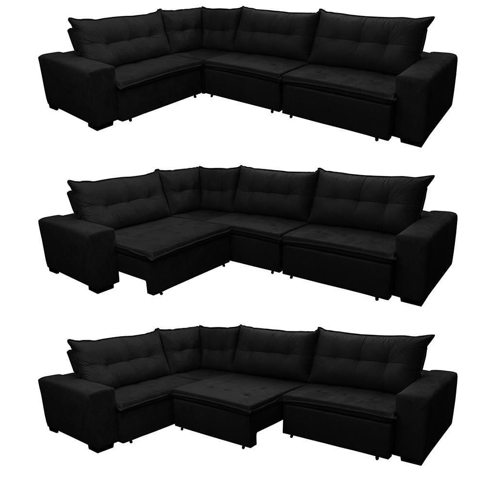 Sofá De Canto Retrátil, Reclinável, Molas Cama Inbox Oklahoma 3,45x2,41 ...