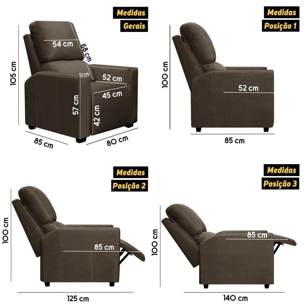 Poltrona Do Papai Reclinável Para Sala De Tv Cinema Zeus Veludo Marrom ...