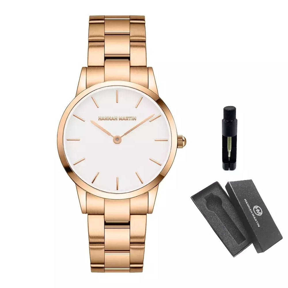 Relógio Feminino Hannah Martin Redondo Hm-1221 À Prova D'água 7 - Carrefour