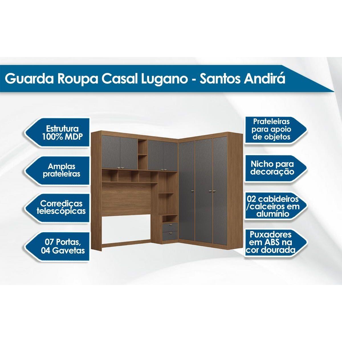 Guarda Roupa Casal 7 Portas E 4 Gavetas Lugano Jatoba/areia - Santos ...