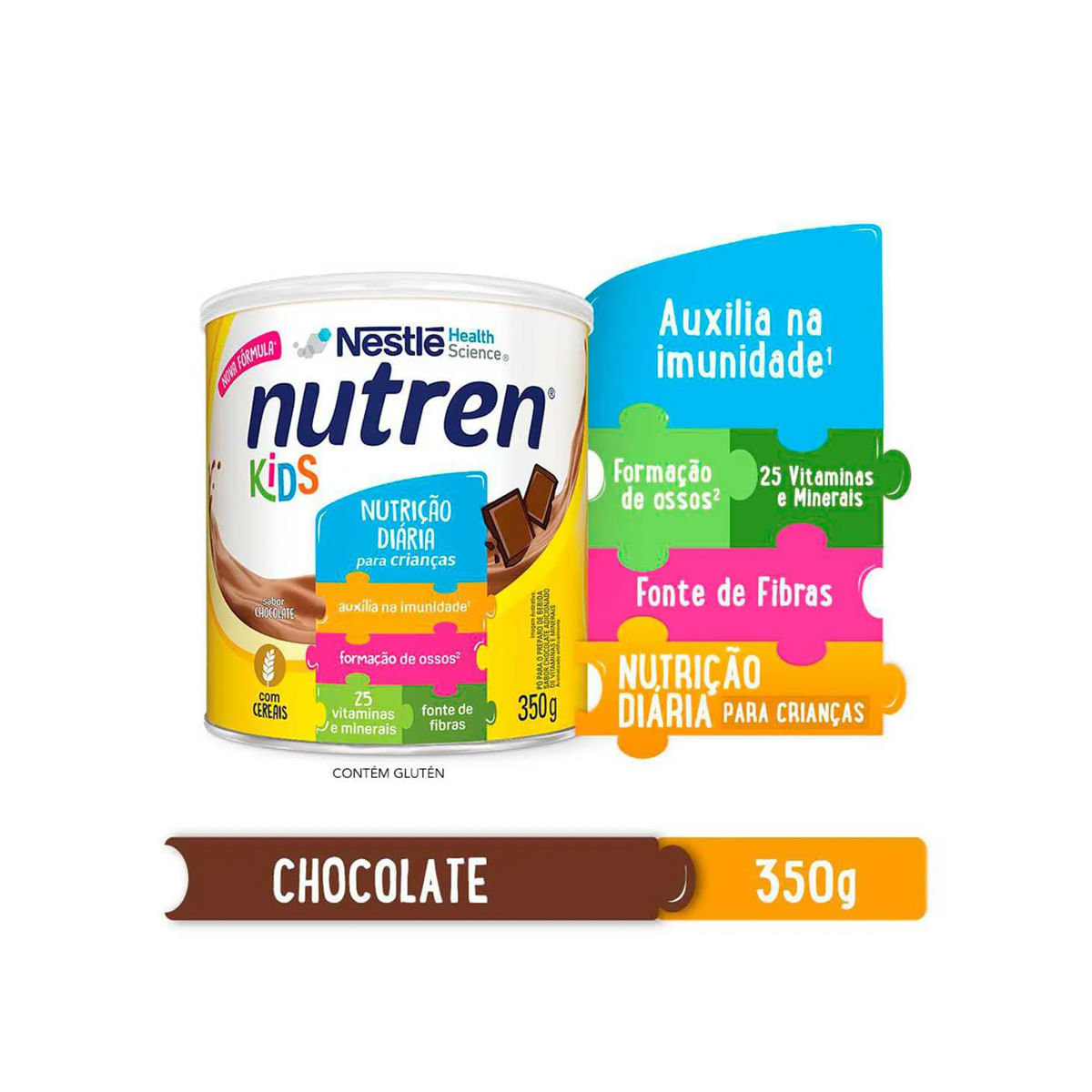 Nutren Kids Nutrição Diária Com Cereais Sabor Chocolate Pó 350g Nestlé ...
