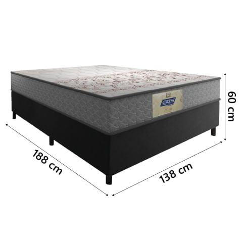 Cama Box Casal Colchão Molas Flora Gazin Cinza/branco 138x188x60cm ...
