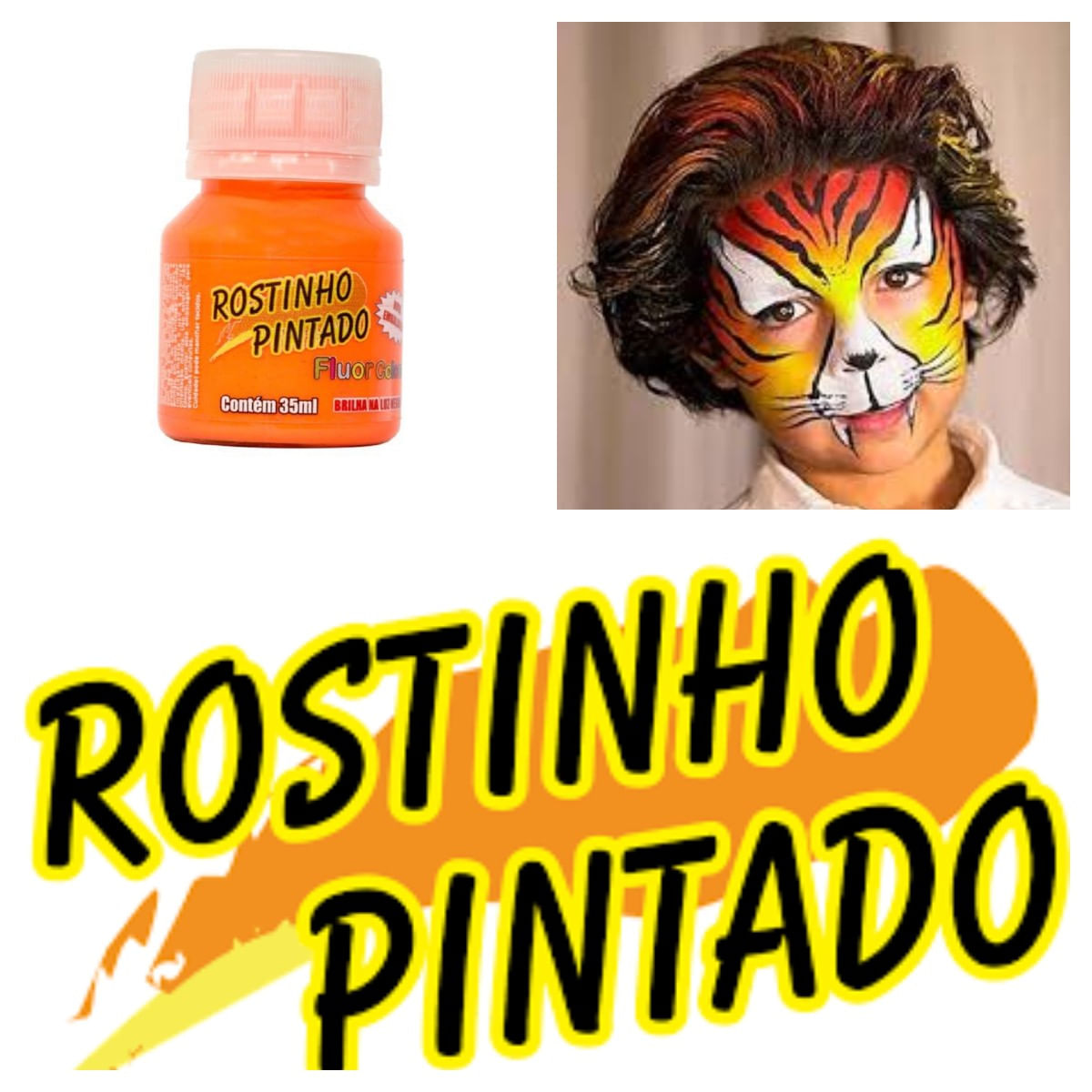 Tinta Para Pintar O Rosto Liquida Laranja Flúor De 35 Ml - Carrefour