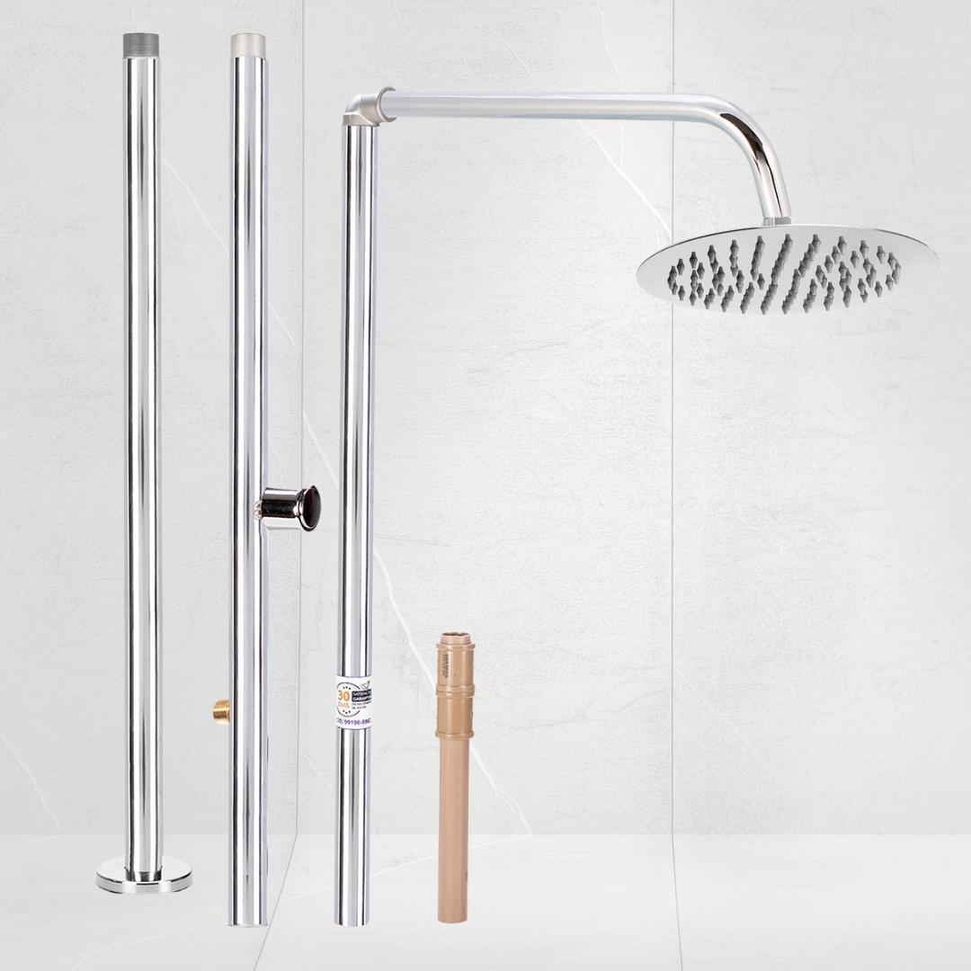 Chuveiro Externo Inox C40 Ducha Redonda - Carrefour