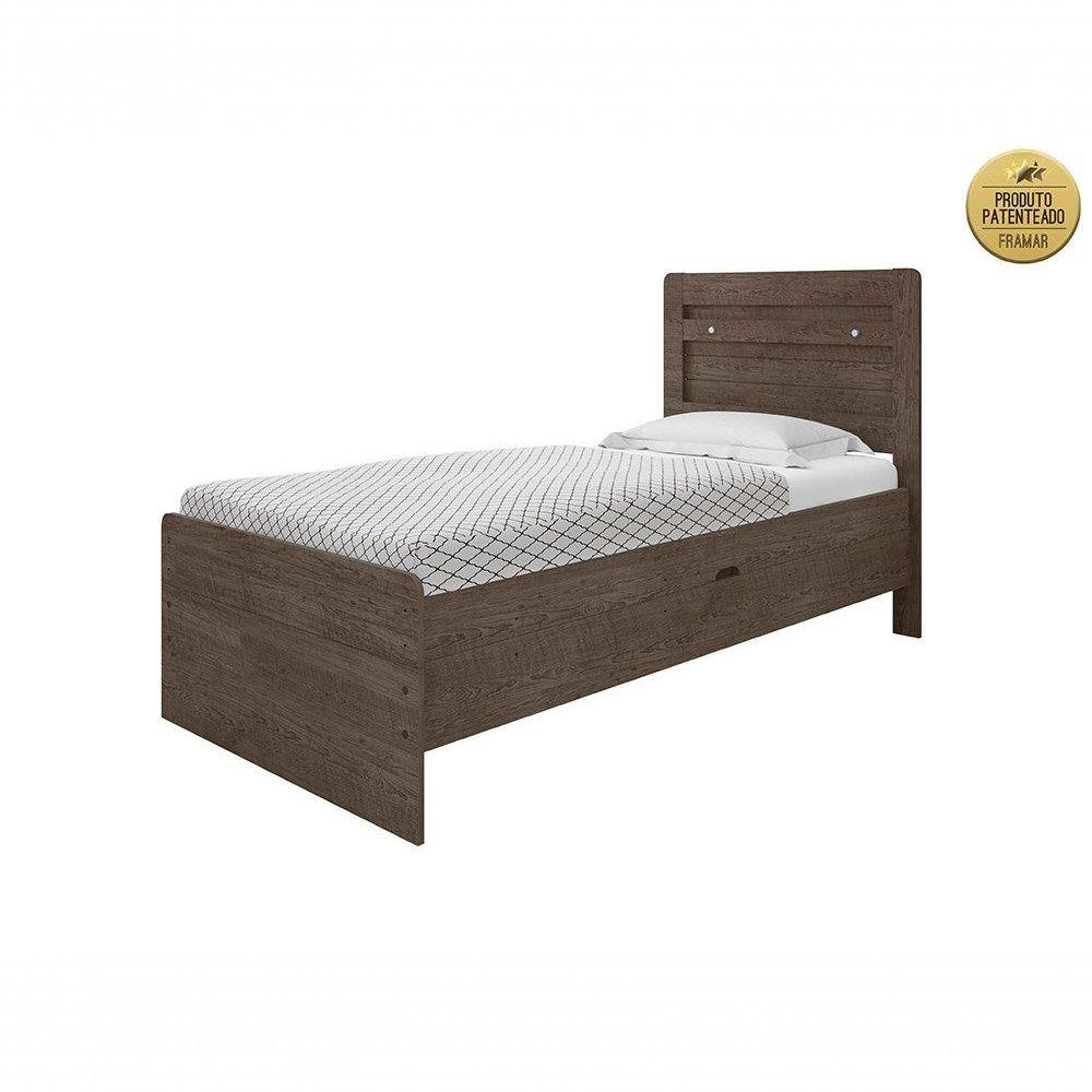 Cama Solteiro Larissa Chocolate Com Colchão- Framar Móveis - Carrefour