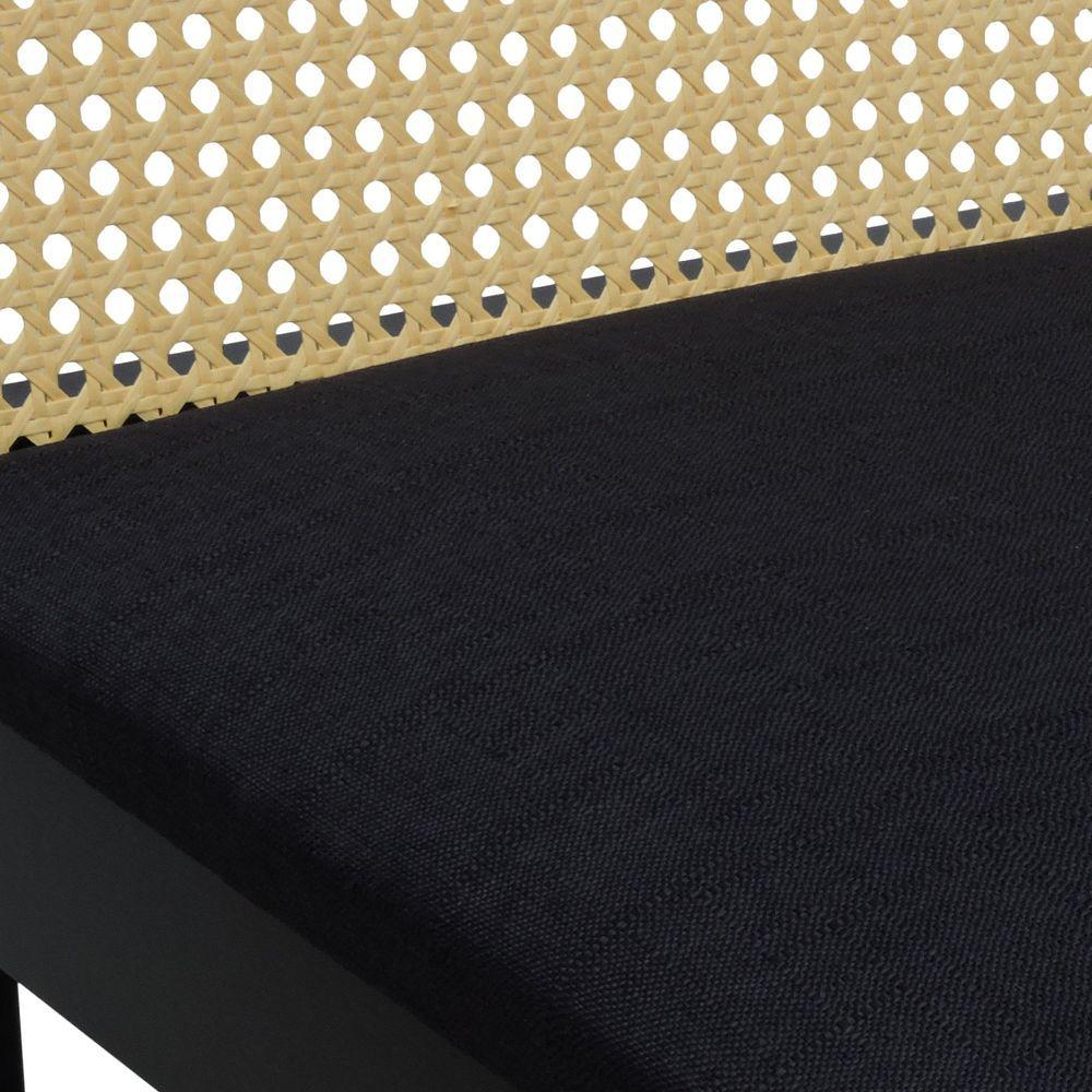 Banqueta Média Pérola - Preto Assento Estofado Linho Preto Textura ...