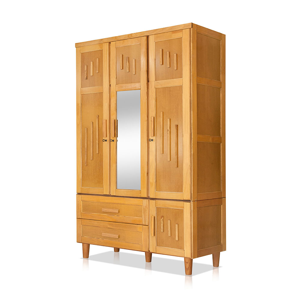 Guarda Roupa Em Madeira Maciça 3 Portas 1 Porta Com Espelho Imperatriz ...