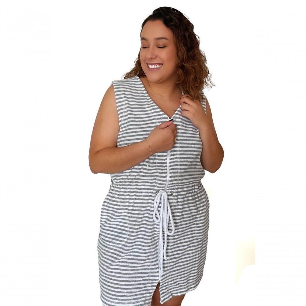 Roupão De Banho Com Zíper - Ref 204 Branco Mescla - M - Carrefour