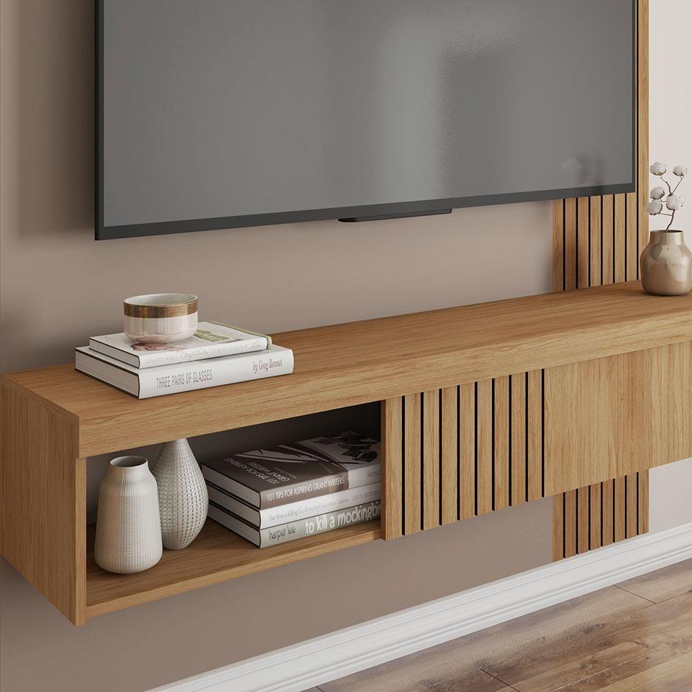 Painel Jade Caemmum Para Tv 55 Polegadas 149cm Buriti Marrom Caemmum ...