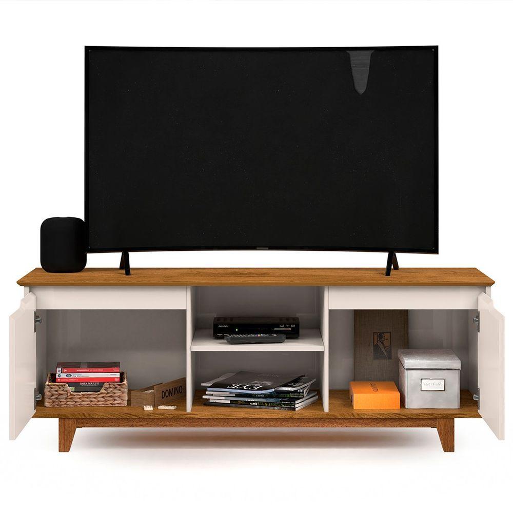 Rack Para Sala Bancada De Tv 55 Pol 139cm Flow Off White/freijó - Ej ...