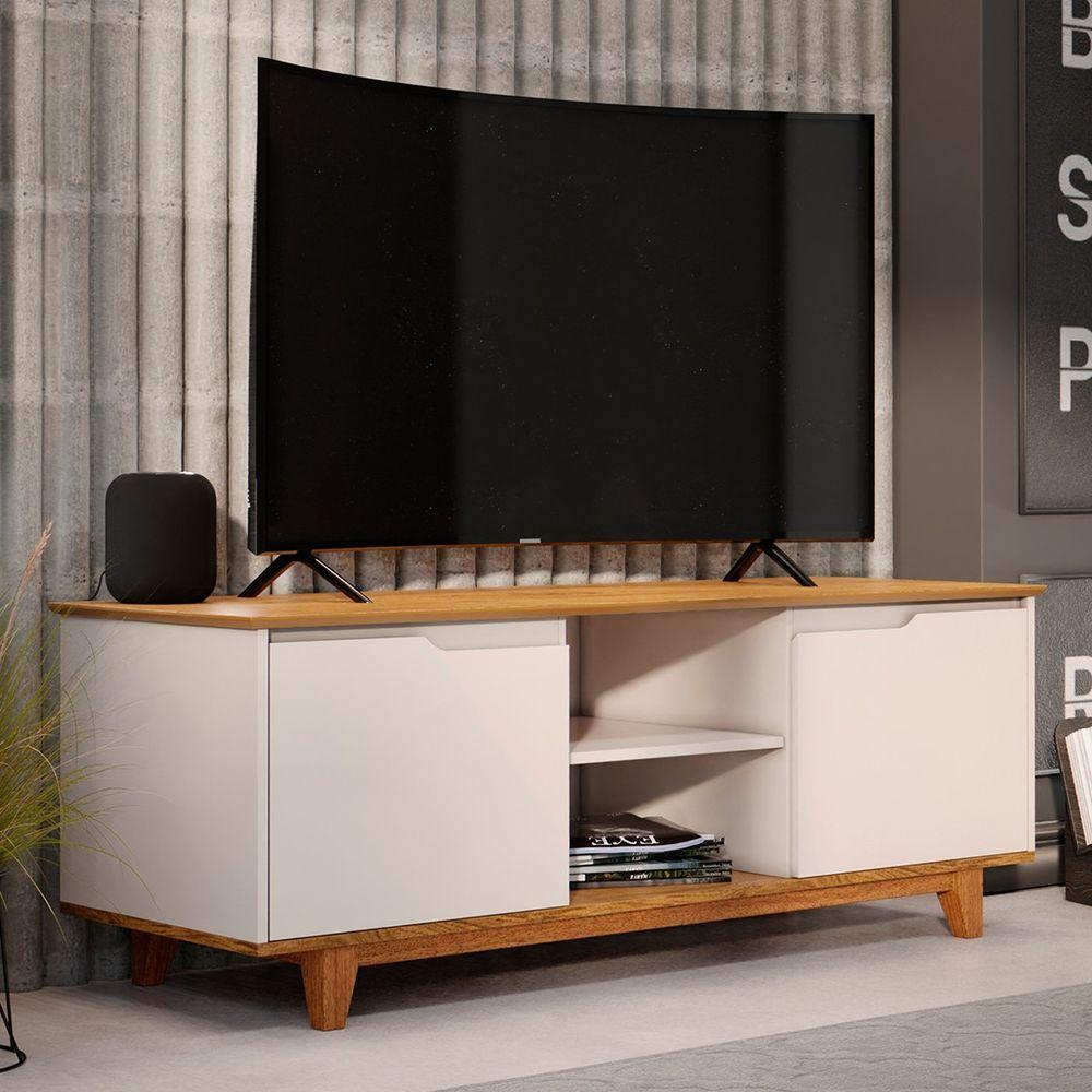 Rack Para Sala Bancada De Tv 55 Pol 139cm Flow Off White/freijó - Ej ...