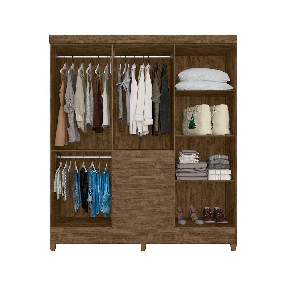 Guarda Roupa Pequeno 7 Portas 2 Gavetas 177cm Castanho Mirna Shop Jm ...