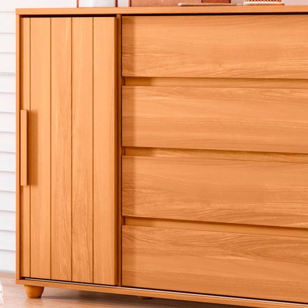 Cômoda Infantil 4 Gavetas 2 Portas De Correr Carvalho Grife Off White ...