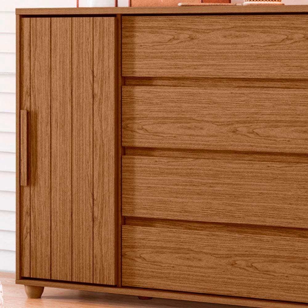 Cômoda Infantil 4 Gavetas 2 Portas De Correr Jatobá Fendi Flex Evint ...