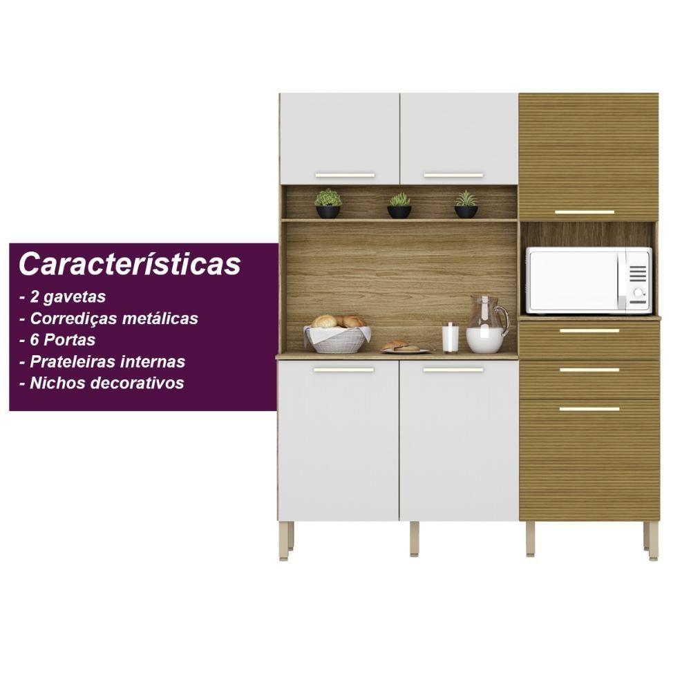 Armario De Cozinha Compacta 6 Portas 2 Gavetas Montesa - Freijó/supremo ...