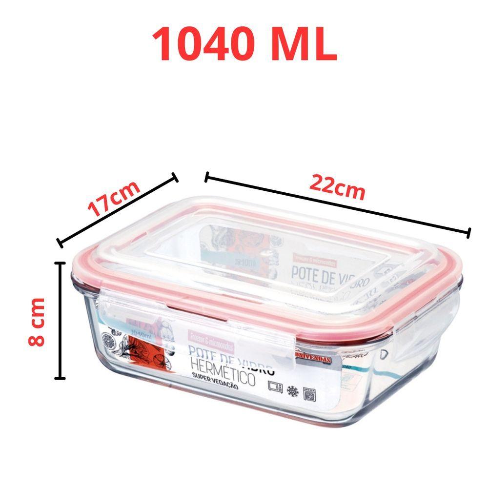 Vasilha De Vidro Hermético Marmita Tampa 1040ml P/ Microo Freezer ...