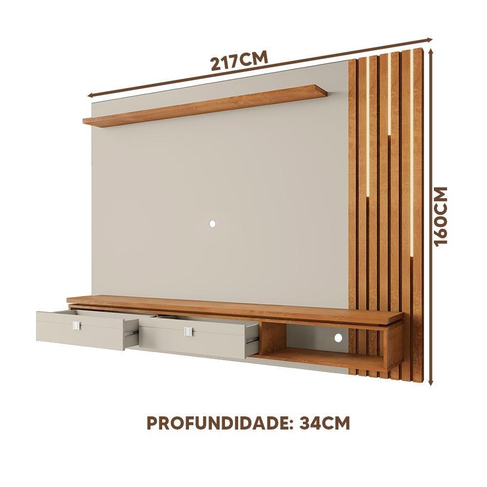 Painel Ripado Grande Para Tv Até 80 Polegadas Com Led Off White ...