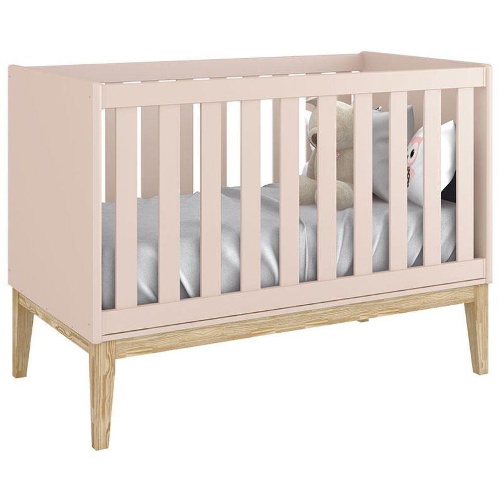 Quarto De Bebê Classic 3 Portas Rosa Com Pés Madeira Natural - Reller ...