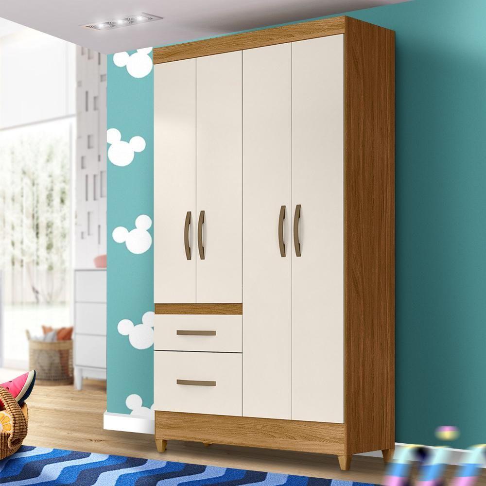Roupeiro Pequeno 4 Portas Infantil Freijó Off White Mia Jm Móveis ...