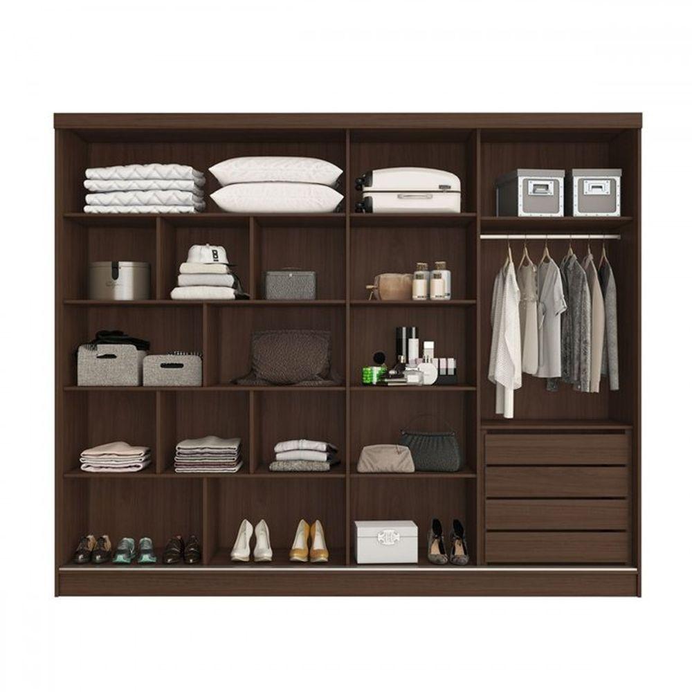 Guarda-roupa Solteiro Galati 2 Portas 4 Gavetas Com Espelho Ripado 100% ...