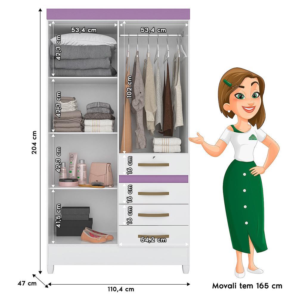 Guarda Roupa Solteiro Sobral 4 Portas E 4 Gavetas Color Flex Branco ...