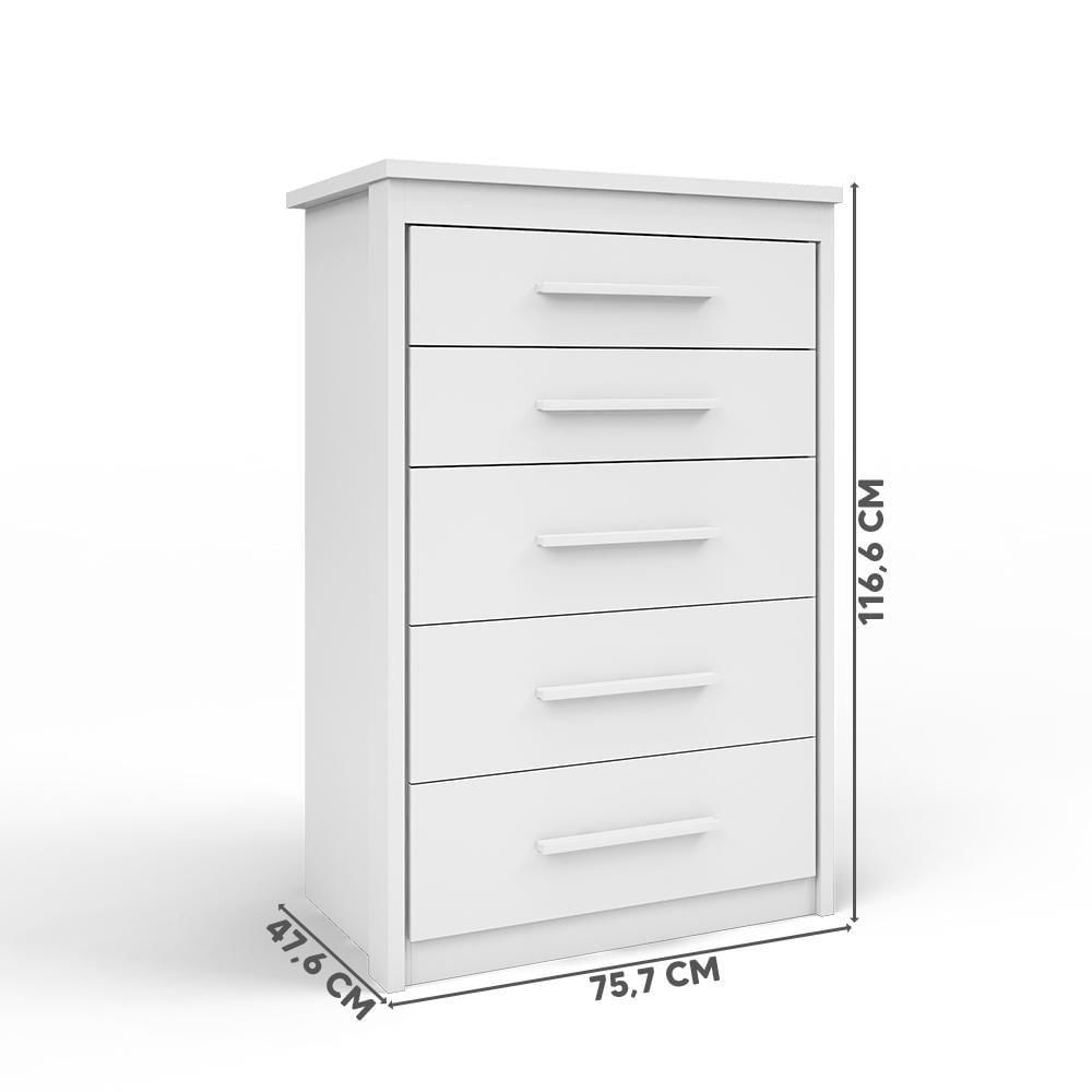 Cômoda Pequena 5 Gavetas Branco Elegance 2087 Batrol - Carrefour