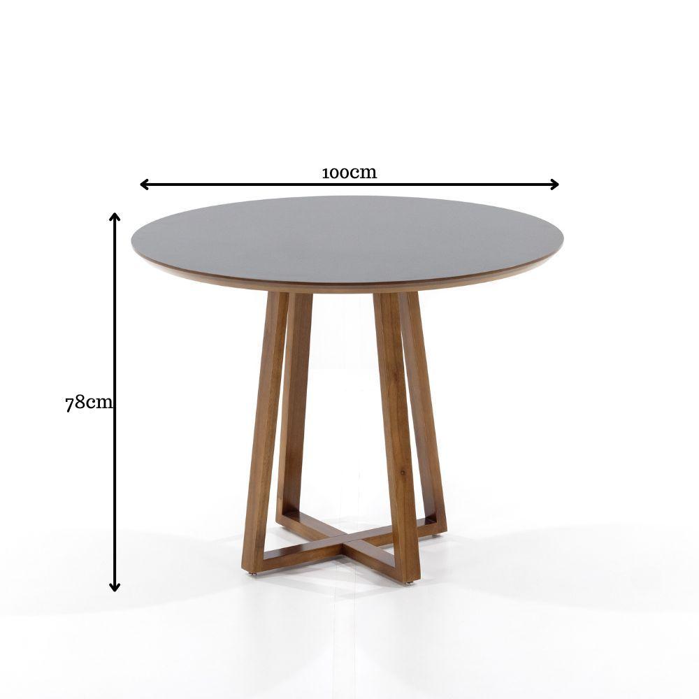 Mesa De Jantar Lauren Redonda Com Tampo 100cm De Mdf Engrossada E ...