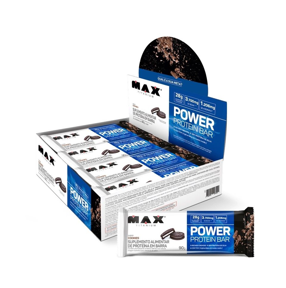 Power Protein Bar Caixa Com 8 Unidades (720g) - Max Titanium Bombom De ...