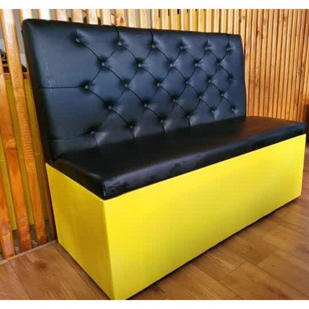 Poltrona Booth 1,40cm Base Ouro Assento E Encosto Preto Capitone Duplo Costurado - Carrefour