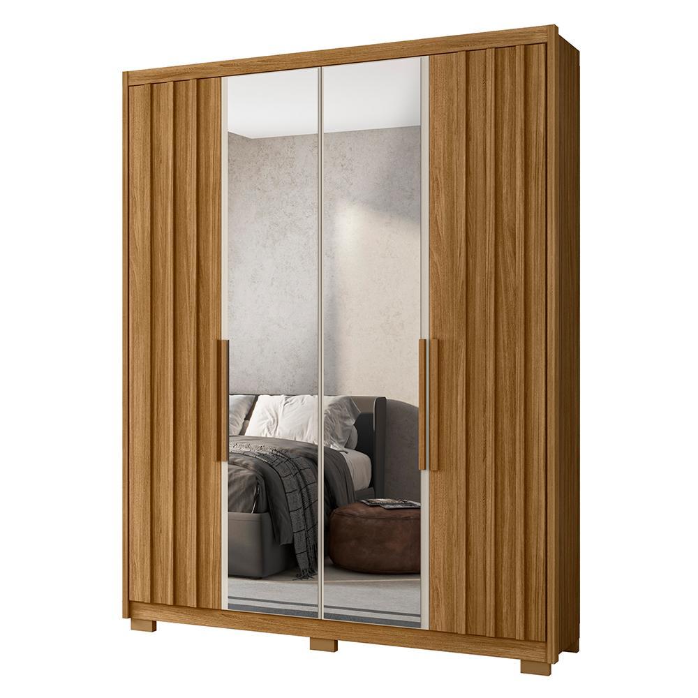 Guarda Roupa Casal Califórnia Ripado 4 Portas Freijó/off White Com ...