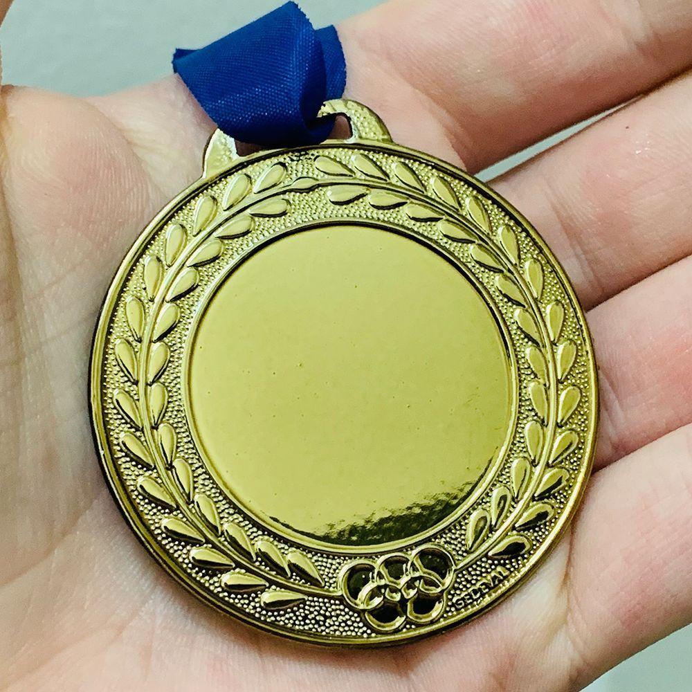 Kit 14 Medalhas Grandes 5,5cm Centro Liso Acompanha Fita Azl Bronze ...