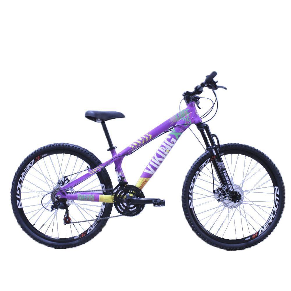 Bicicleta Vikingx Aro 26 Câmbios Importado 21v Aero Lilas Amarelo ...