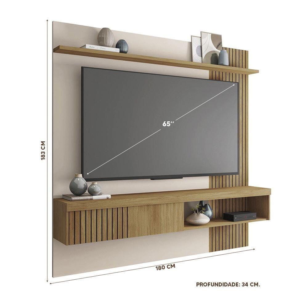 Painel Tv 65 Polegadas 180cm Off White Buriti Jade Caemmum - Carrefour